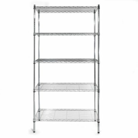 Reol med 5 hylder i forkromet jern - 455 x 910 x 1830 mm ...